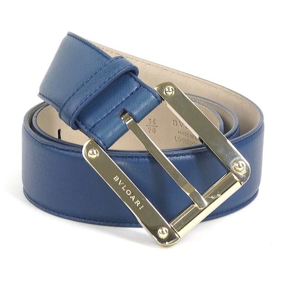 BVLGARI | Accessories | Bvlgari Belt Leather Blue Gold Mens | Poshmark